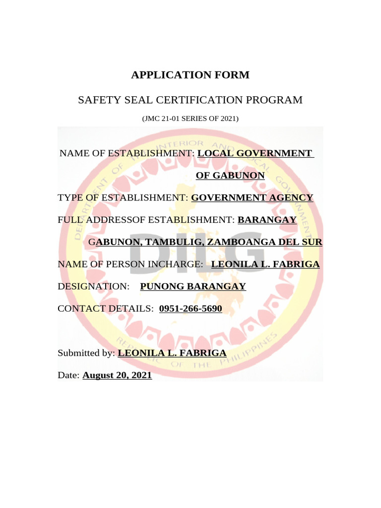 Cert. Safety Seal | PDF