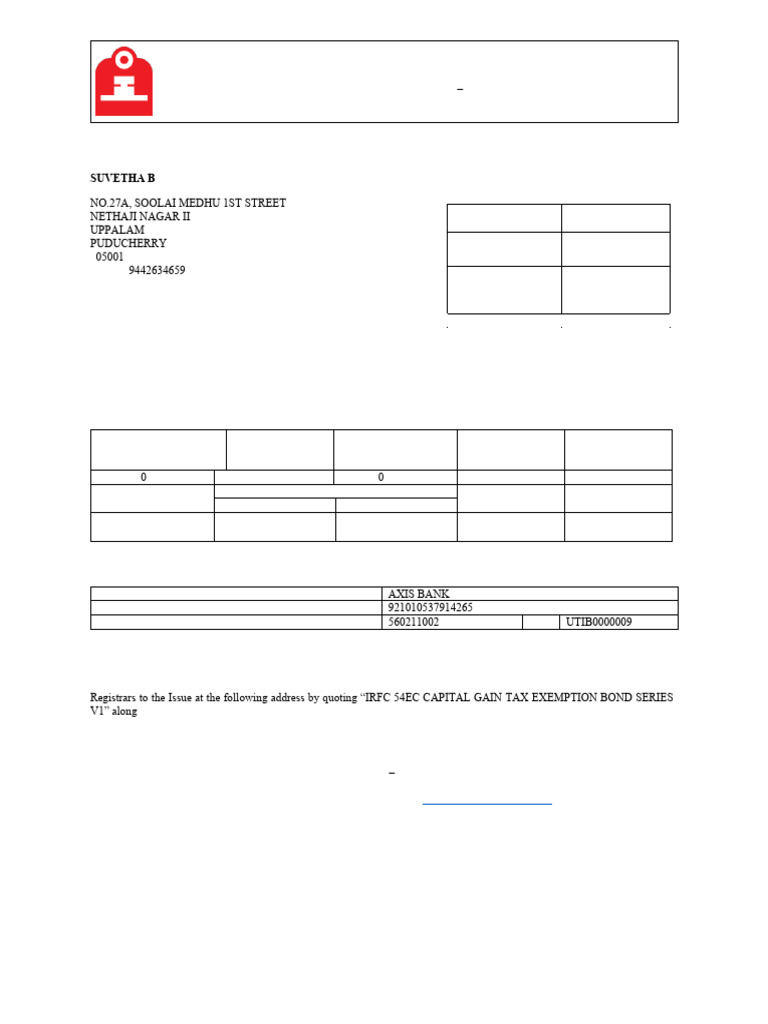 IRFC NCD Bond With Seal - Suvetha | PDF | Bonds (Finance) | Taxes