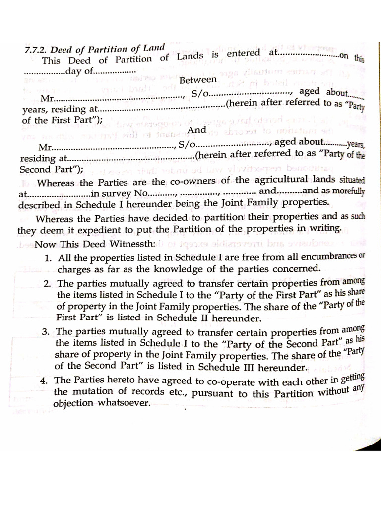 Partition Deed | PDF
