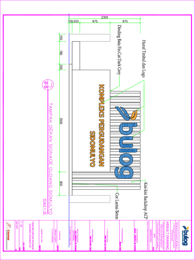 Asbuilt Drawing Papan Nama Signage Model | PDF
