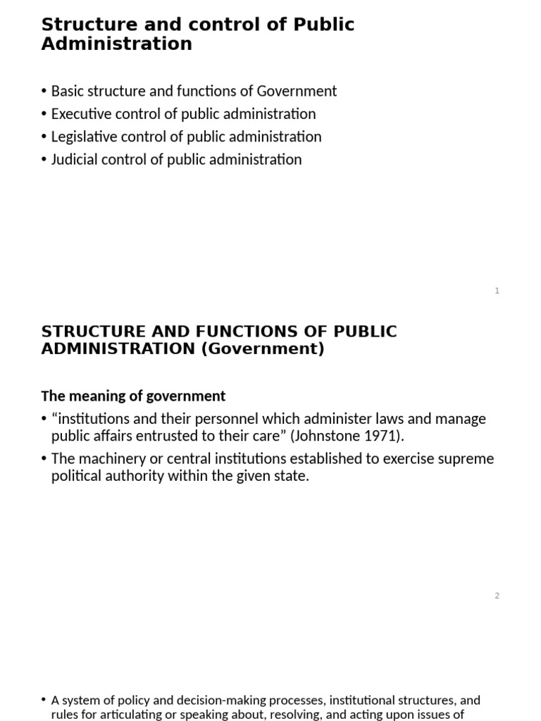 Public Administration Structure & Control | PDF | Writ Of Prohibition ...