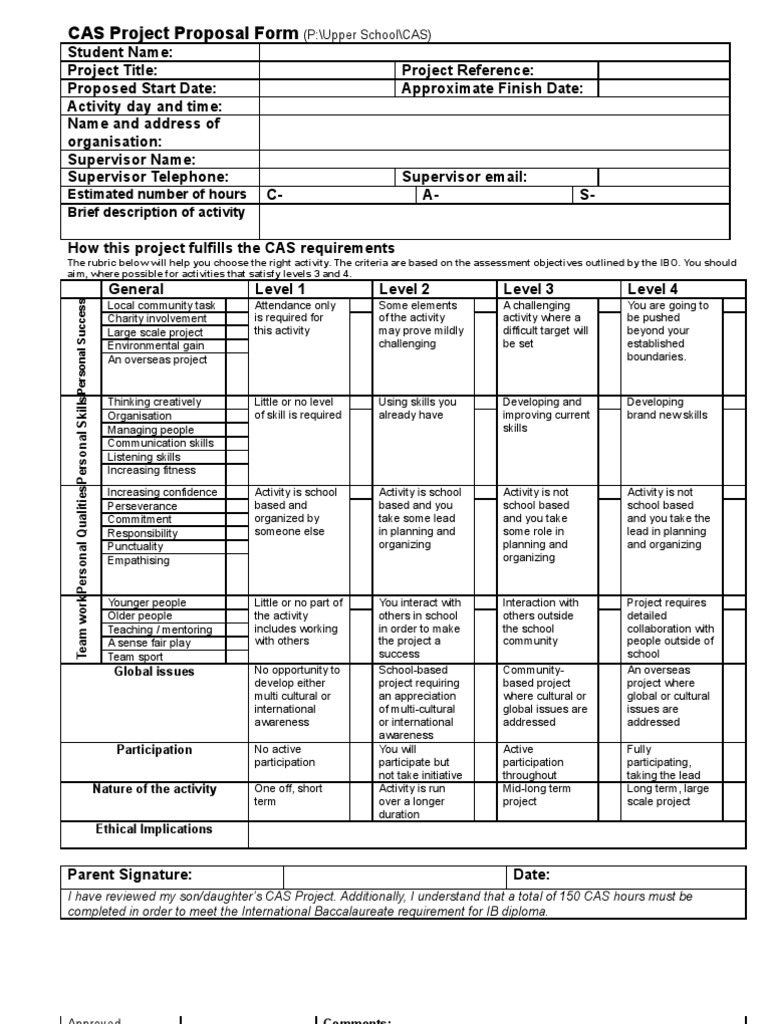 CAS Project Proposal Form | PDF | Behavior Modification | Communication