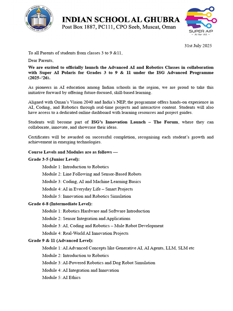 Advanced AI & Robotics Classes 2025 | PDF | Artificial Intelligence ...