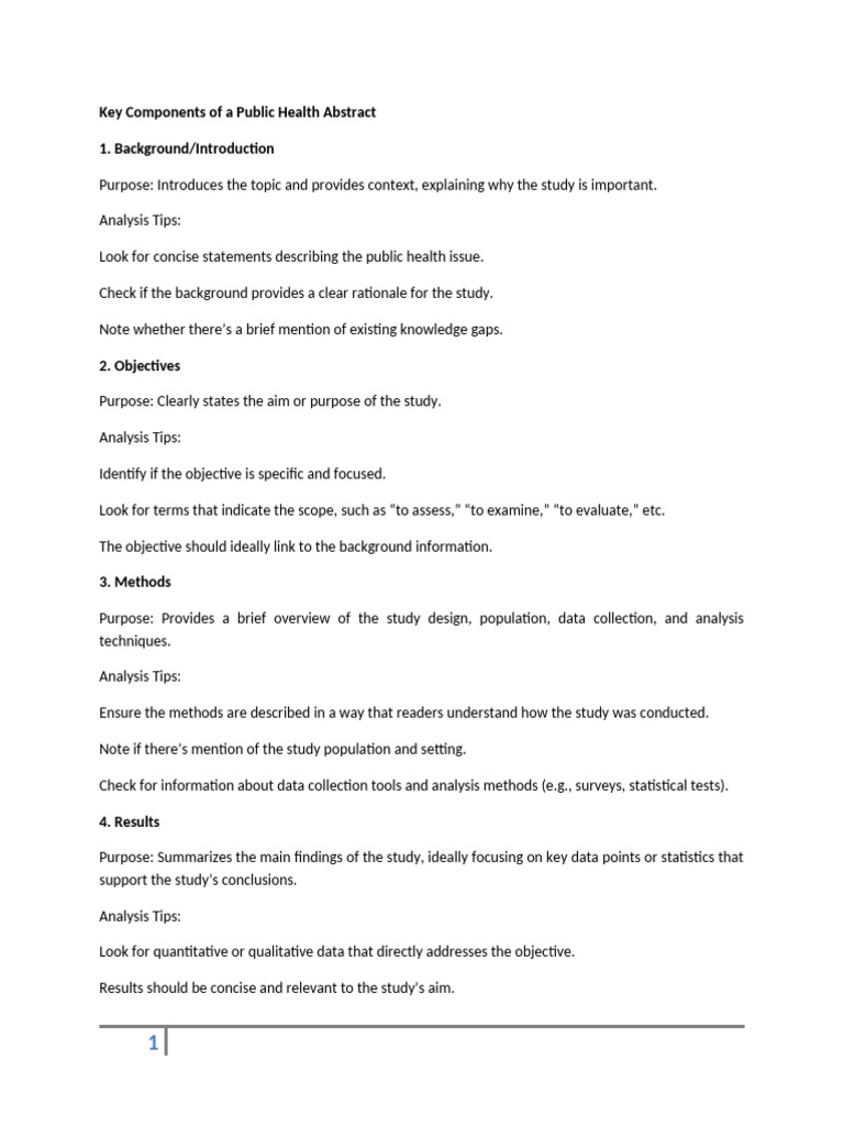 Key Components of Abstracts (Revisé) | PDF | Survey Methodology | Analysis