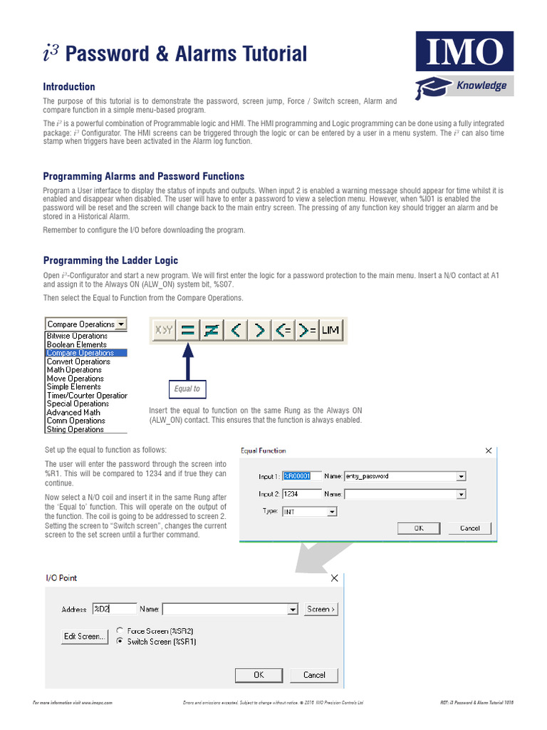 I3 Password Alarms Tutorial | PDF | Menu (Computing) | User Interface