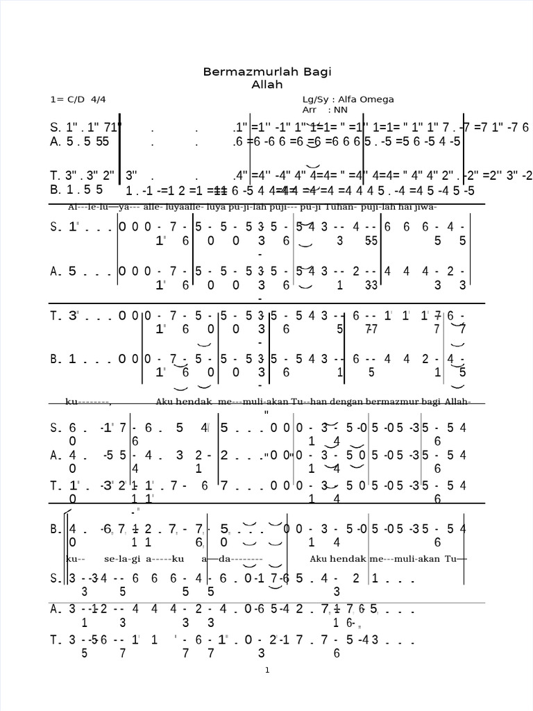 Koor Bermazmur Bagi Tuhan | PDF