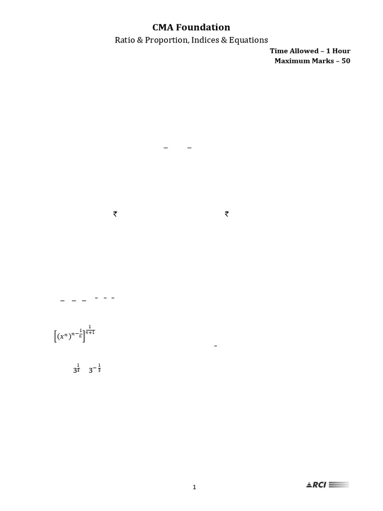CMA Ratio & Proportion, Indices, Equations - 1729667 - 2025 - 09!11!17 ...
