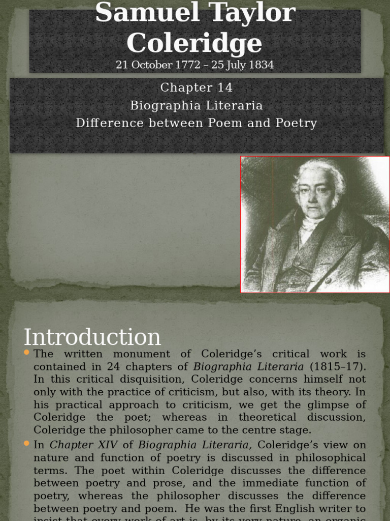 Coleridge on Poetry vs. Poem Explained | PDF | Samuel Taylor Coleridge ...