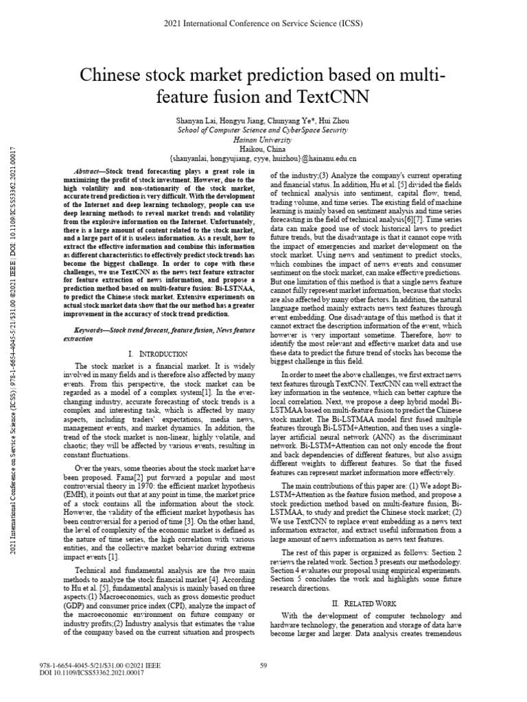 Chinese Stock Market Prediction with TextCNN | PDF | Forecasting ...