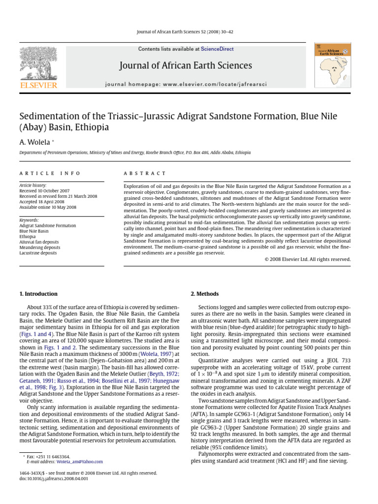 Adigrat Sandstone Formation Study, Ethiopia | PDF | Nile | Clastic Rock