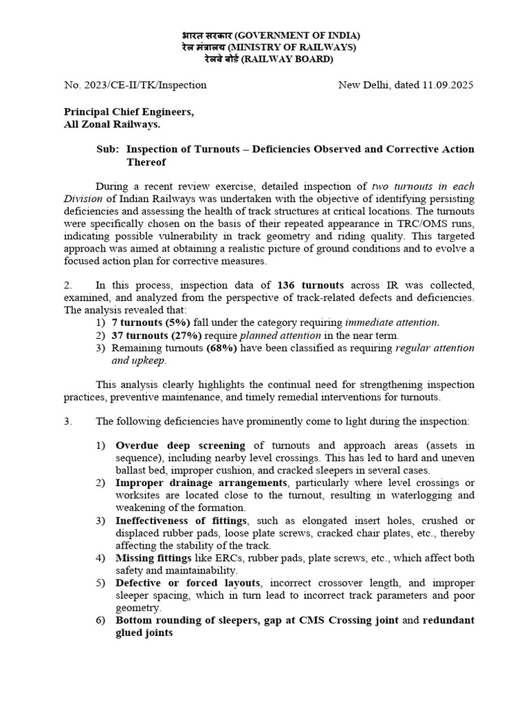 Inspecting Railway Crossing Turnouts | PDF