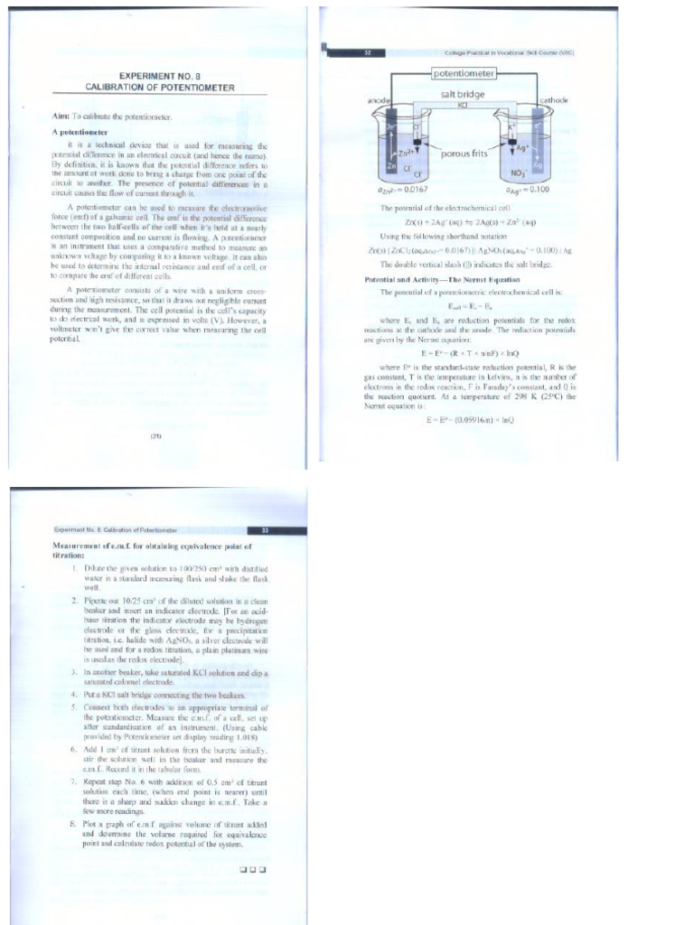 Calibration of Potentiometer Expt 8 | PDF
