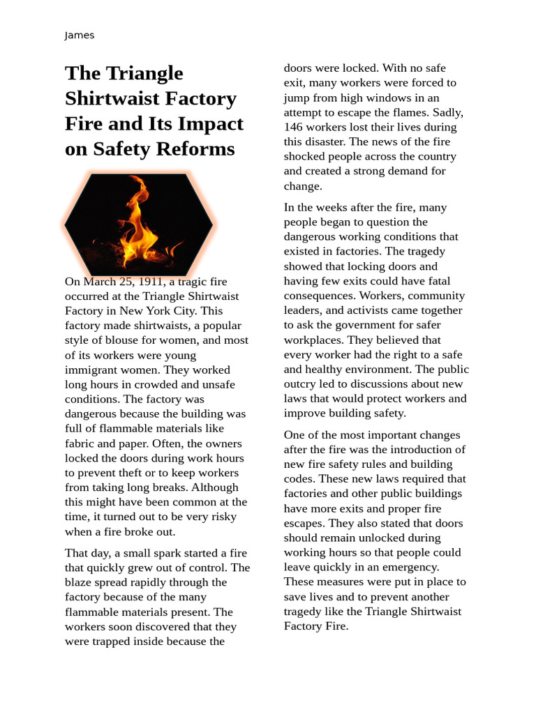 Triangle Shirtwaist Fire: Impact on Safety | PDF | Occupational Safety ...