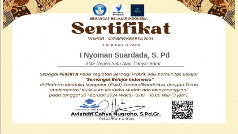 Sertifikat 2024-- i Nyoman Suardada, s. Pd | PDF