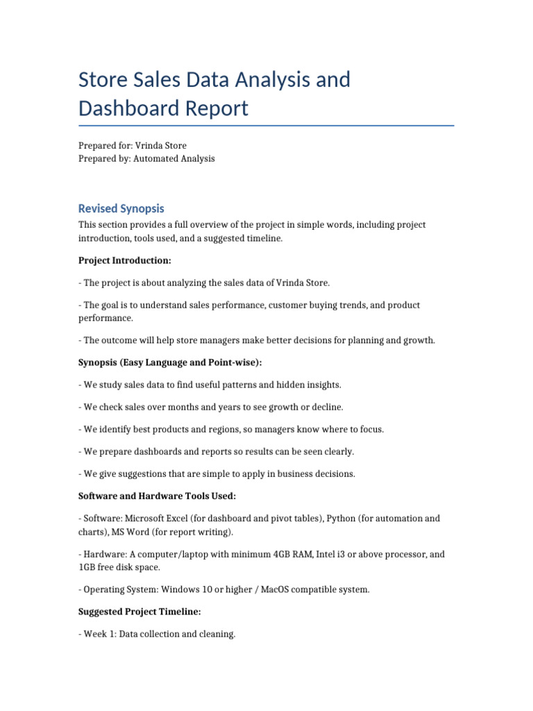 Store Sales Analysis Report Revised | PDF