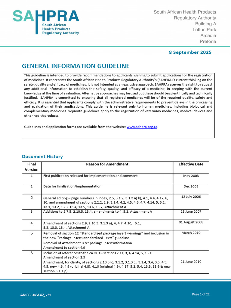 SAHPRA Medicine Registration Guidelines | PDF | Pharmaceutical ...