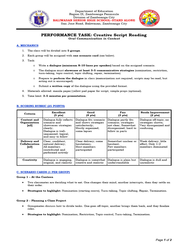 OralComm PT Creative-Script-Reading | PDF | Learning | Human Communication