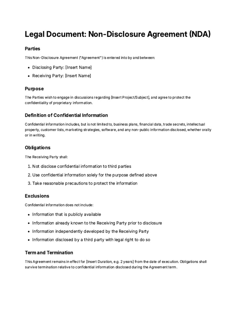 Non-Disclosure Agreement Template | PDF