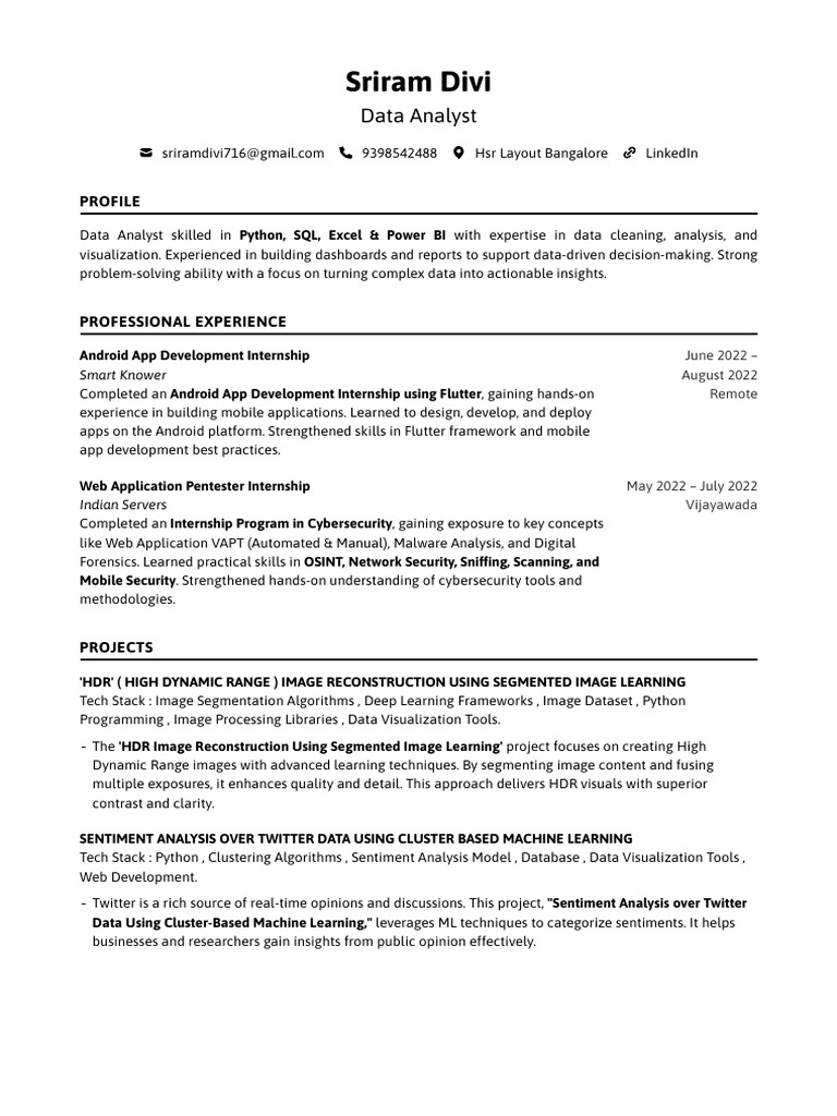 Sriram Divi FlowCV Resume 20250826 | PDF | Machine Learning | Data