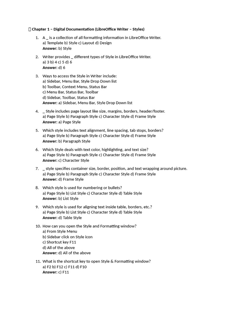 LibreOffice Writer Styles Overview | PDF | Table (Database) | Software