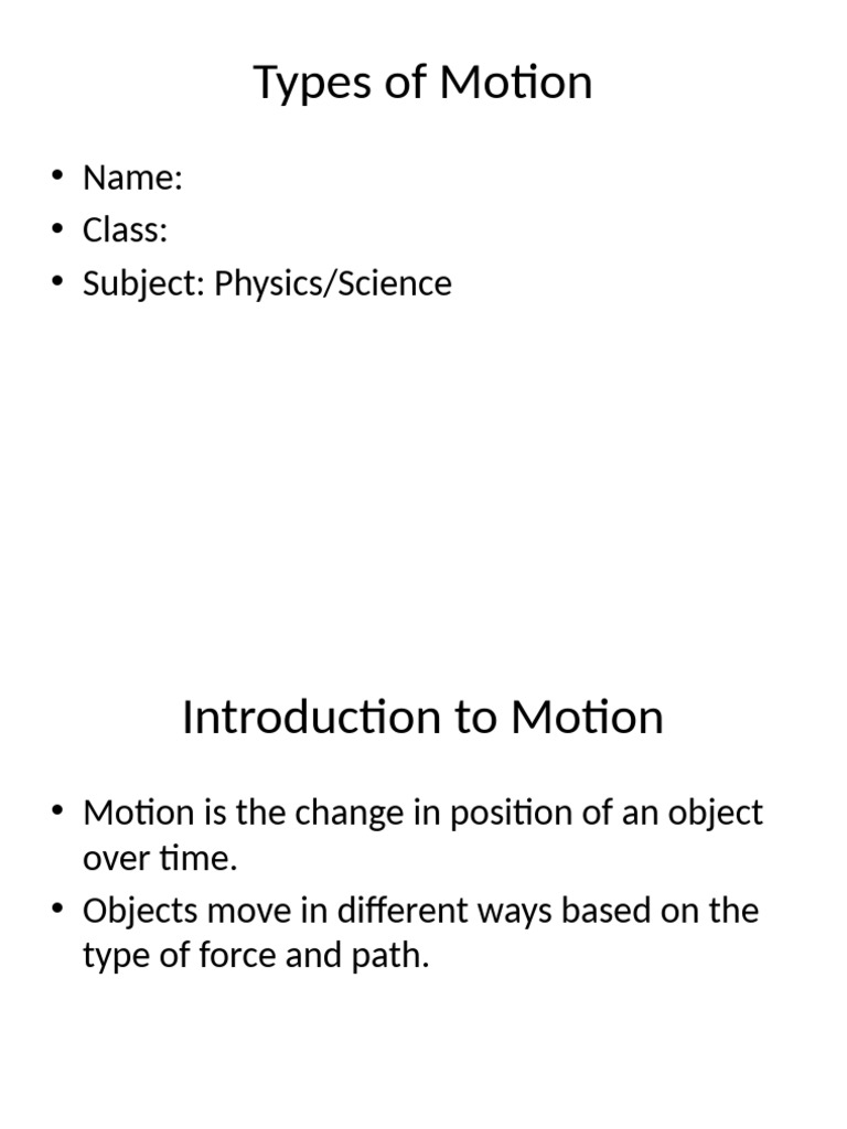 Types of Motion in Physics Explained | PDF
