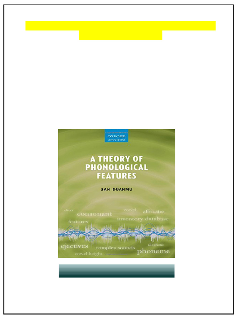A Theory of Phonological Features 1st Edition San Duanmu Full Chapters ...