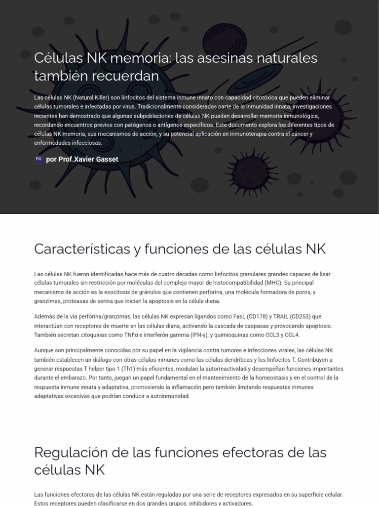 Células NK: Memoria Inmunológica y Terapias | PDF | Sistema inmune ...