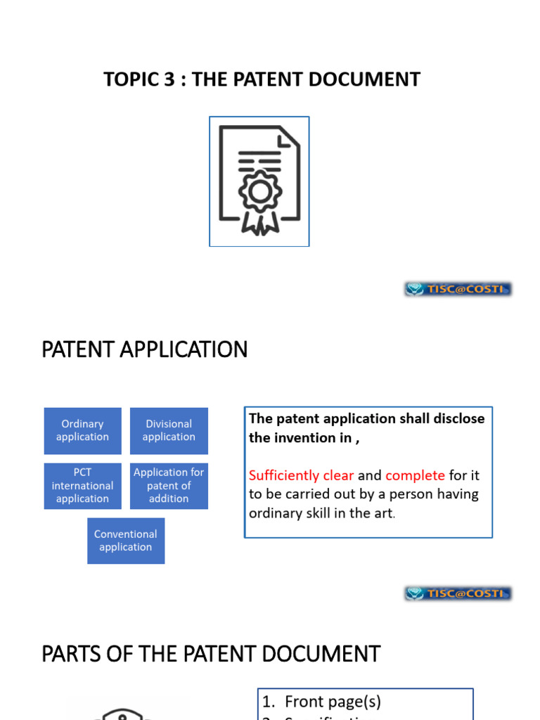 Topic 3 - Patent Document | PDF