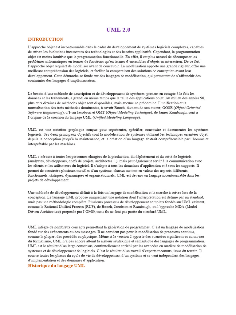 Introduction - Uml 2 | PDF | Langage de Modélisation Unifié | Développement de logiciel