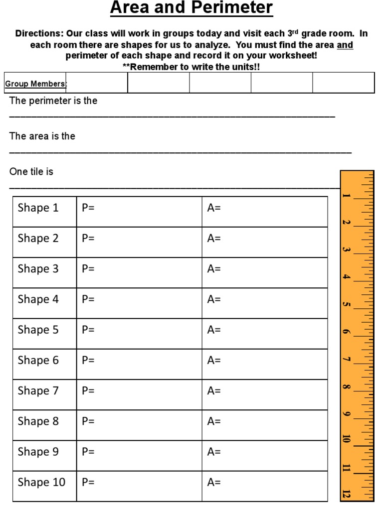 Floor Shapes Area and Perimeter Worksheet | PDF