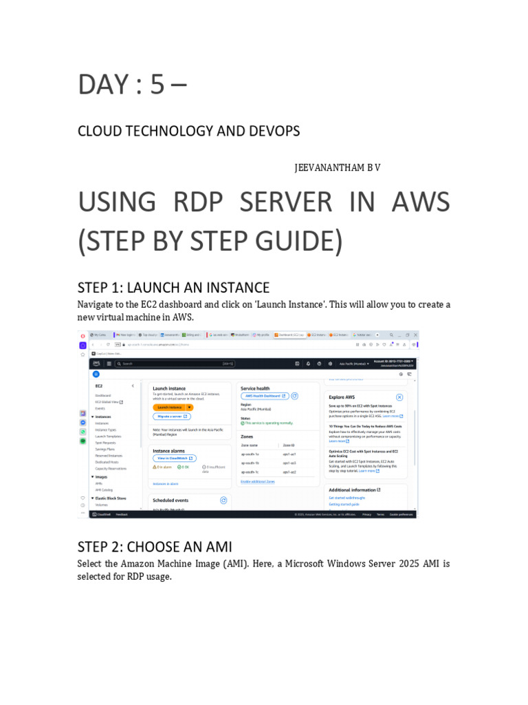 AWS RDP - Step by Step To Host An HTML Website | PDF