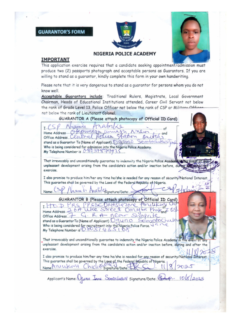 Oguno Guarantor Form | PDF