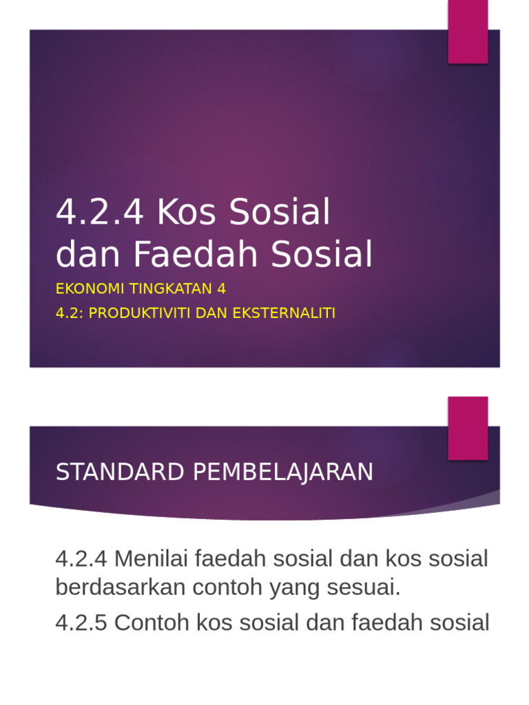 Kos Sosial Faedah Sosial PDP | PDF