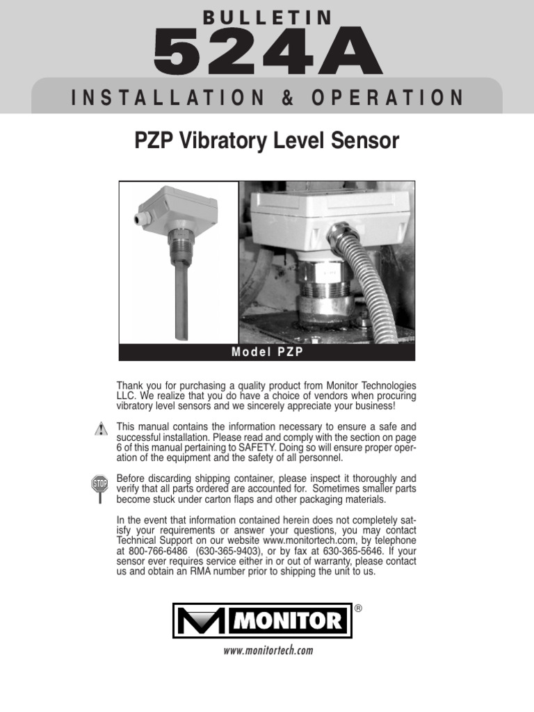PZP Vibratory Level Sensor: Installation & Operation | PDF | Relay ...