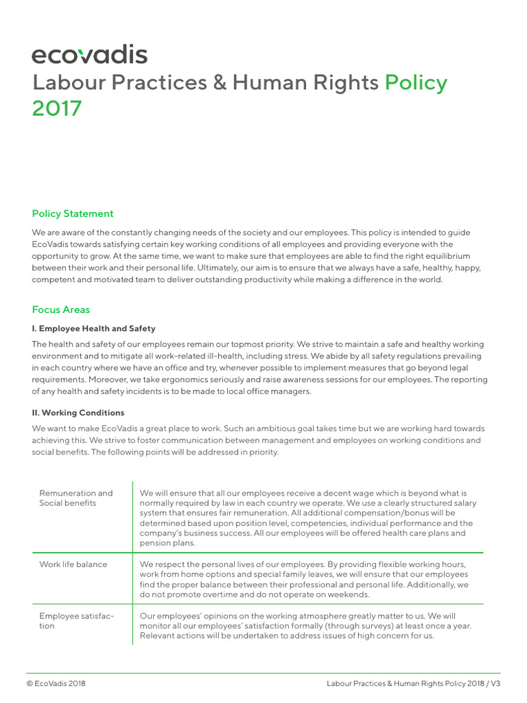 Labour Practices & Human Rights Policy | PDF | Employment | Harassment
