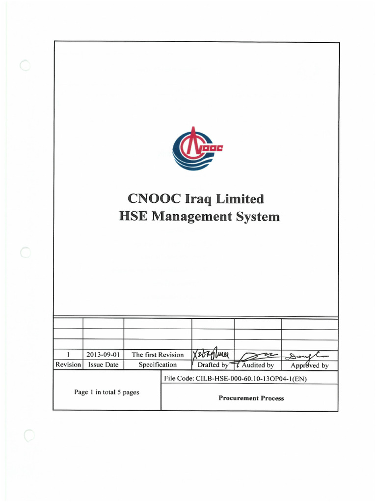 CILB HSE 000 60.10 13OP04 1 (En) Procurement Process | PDF