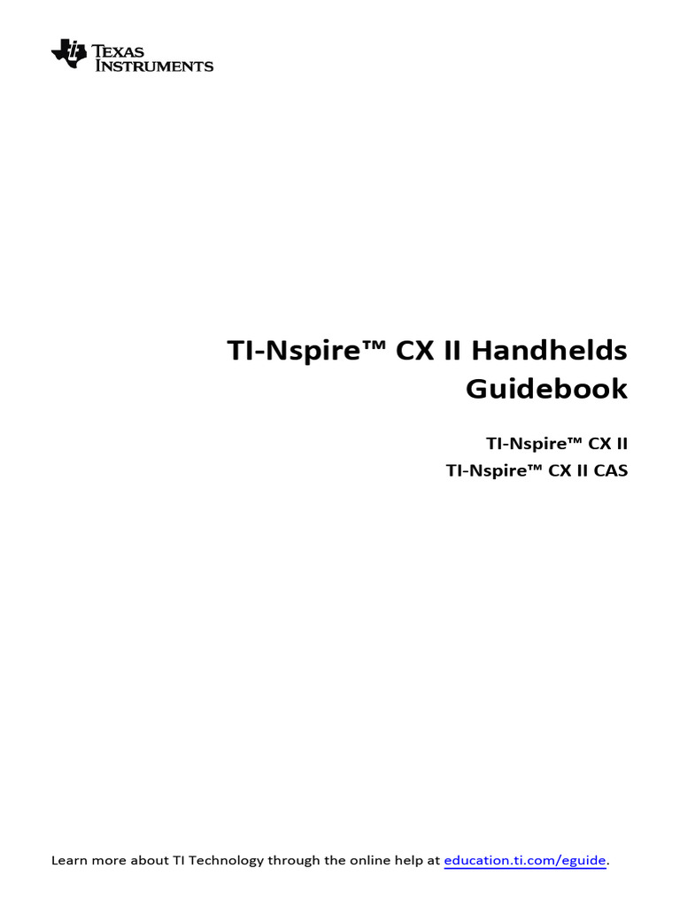 TI-Nspire™CX II Handhelds Guidebook | PDF | Mathematics | Computing