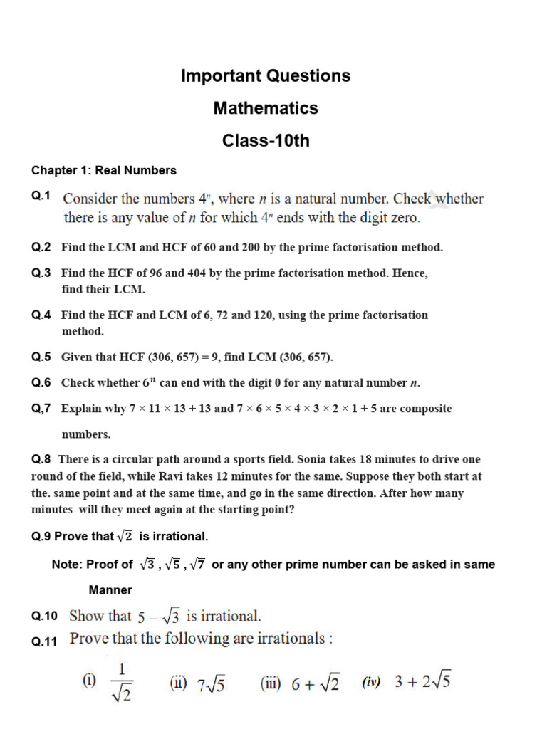 Importent Questions Maths 2024 | PDF | Circle | Mathematics