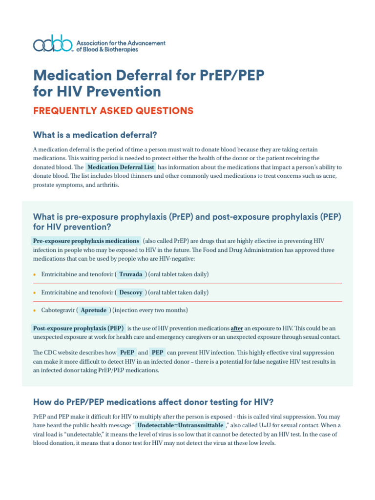 Prep Pep Qa Resource For The Public | PDF | Blood Donation | Hiv