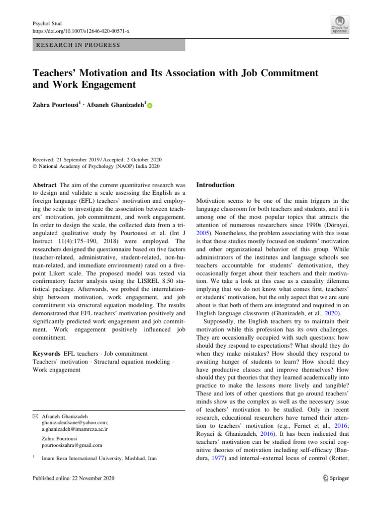 EFL Work Motivation Research Paper | PDF | Motivation | Motivational