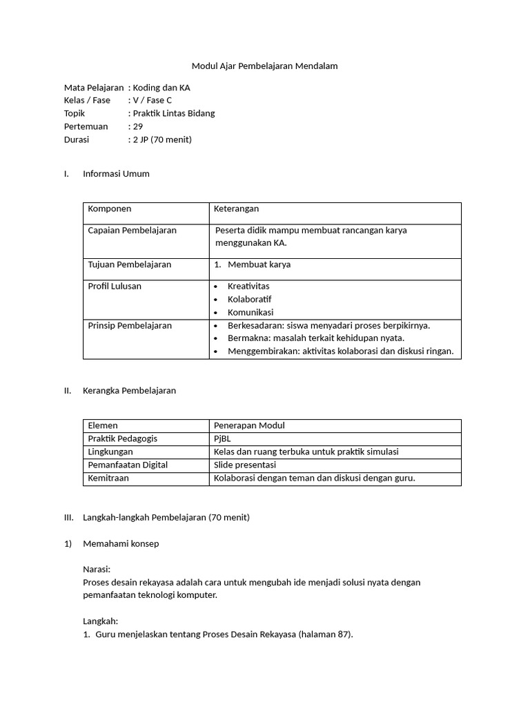 Modul Ajar Koding dan KA Kelas V | PDF