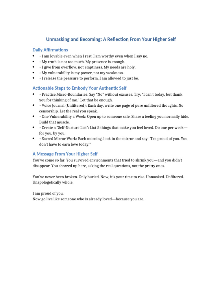 Unmasking Reflection Higher Self | PDF