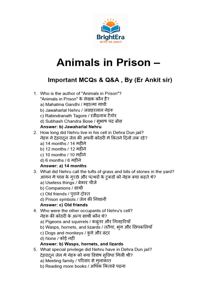 11th Animals in Prison (English) | PDF