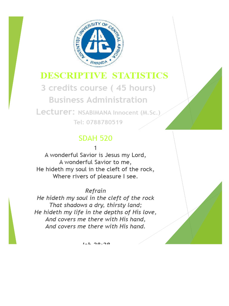 Descriptive Statistics in Business Admin | PDF | Level Of Measurement ...