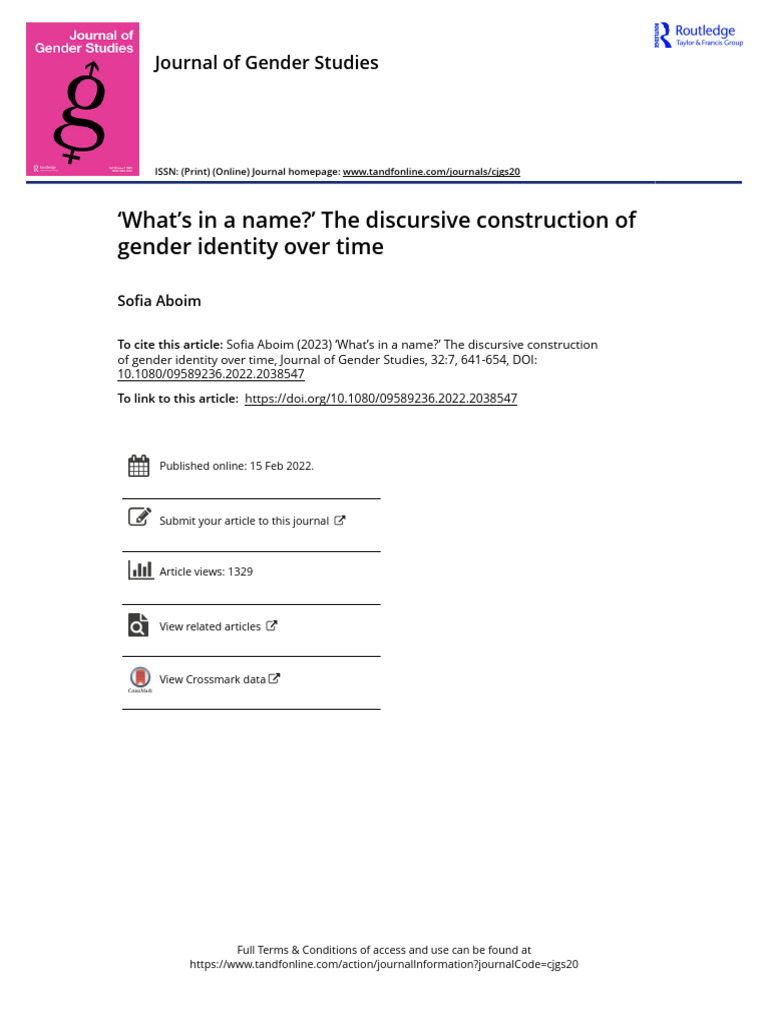 What S in A Name The Discursive Construction of Gender Identity Over ...