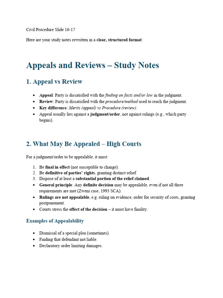 Civil Procedure Slide 16-17 | PDF | Appeal | Appellate Court