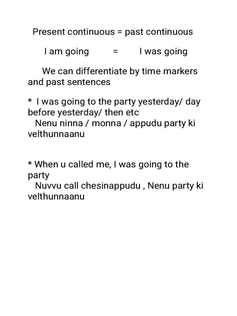 Present vs. Past Continuous Tense | PDF
