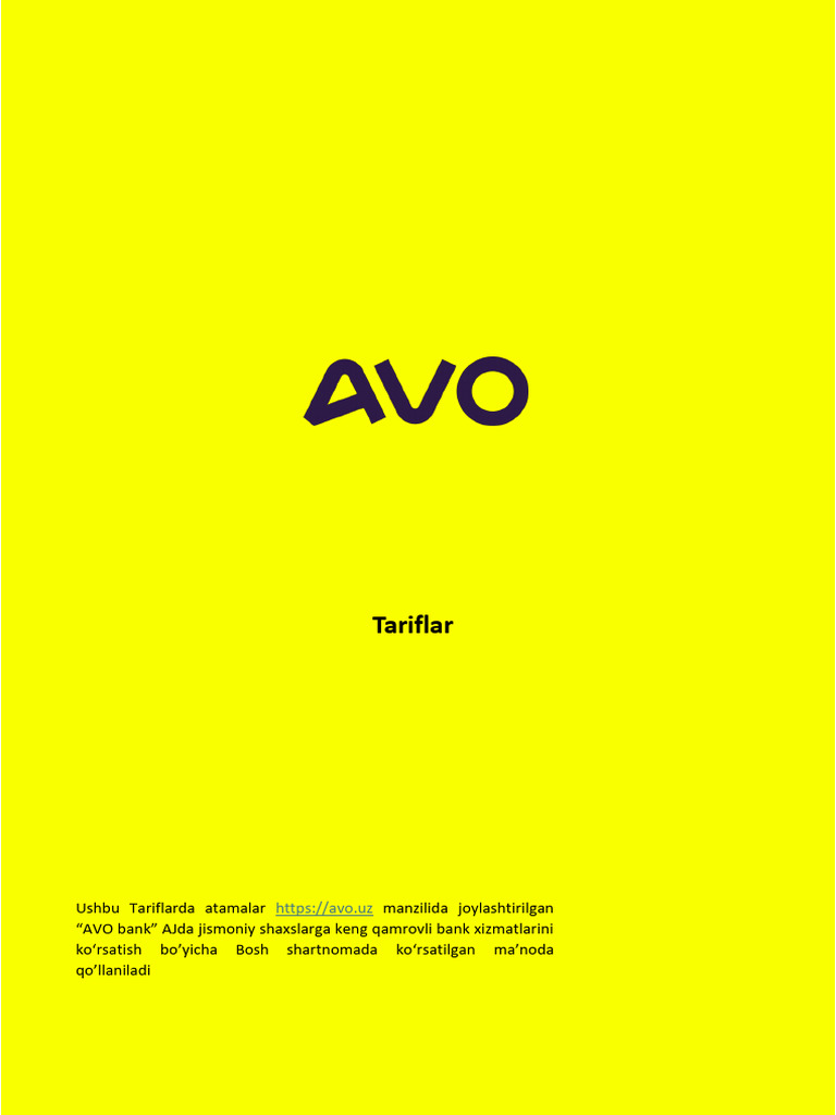 AVO Tariffs Uz | PDF