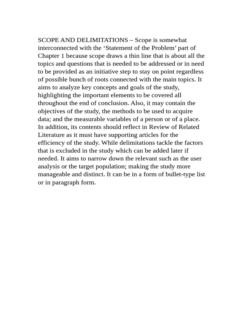 Scope and Delimitations | PDF