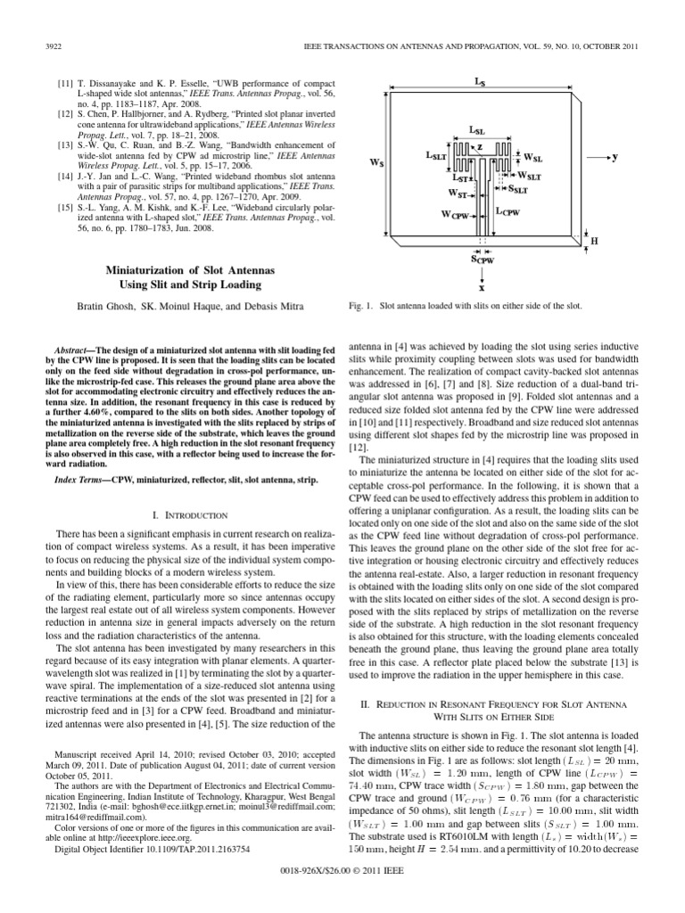 Miniaturized Slot Antenna Design | PDF | Antenna (Radio ...